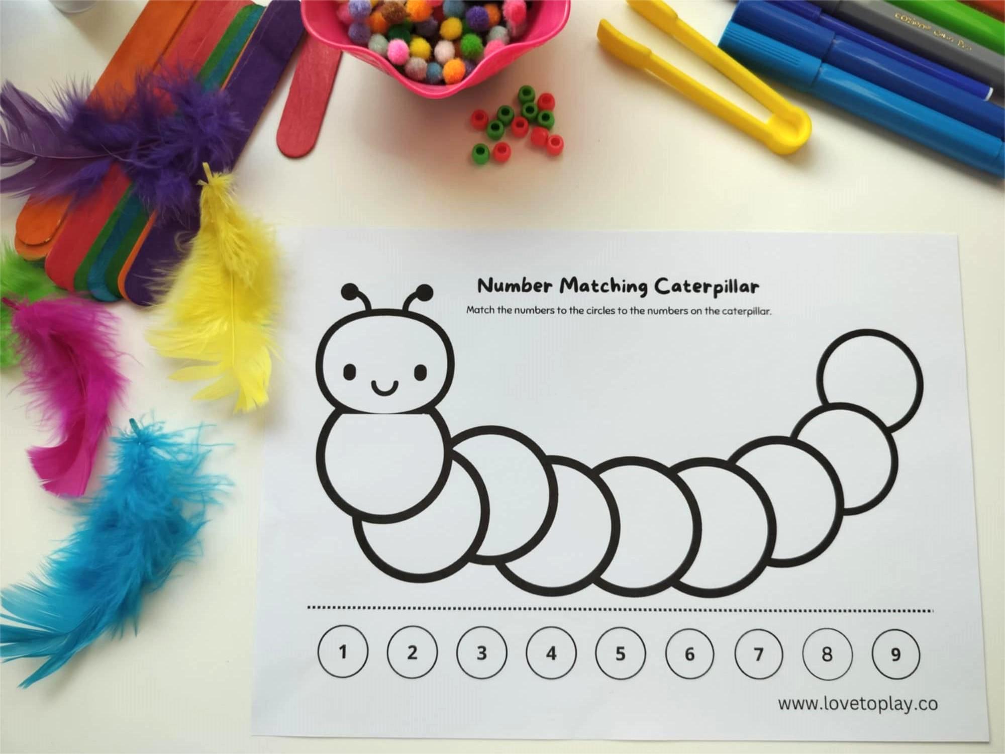 Number Matching Caterpillar Activity
